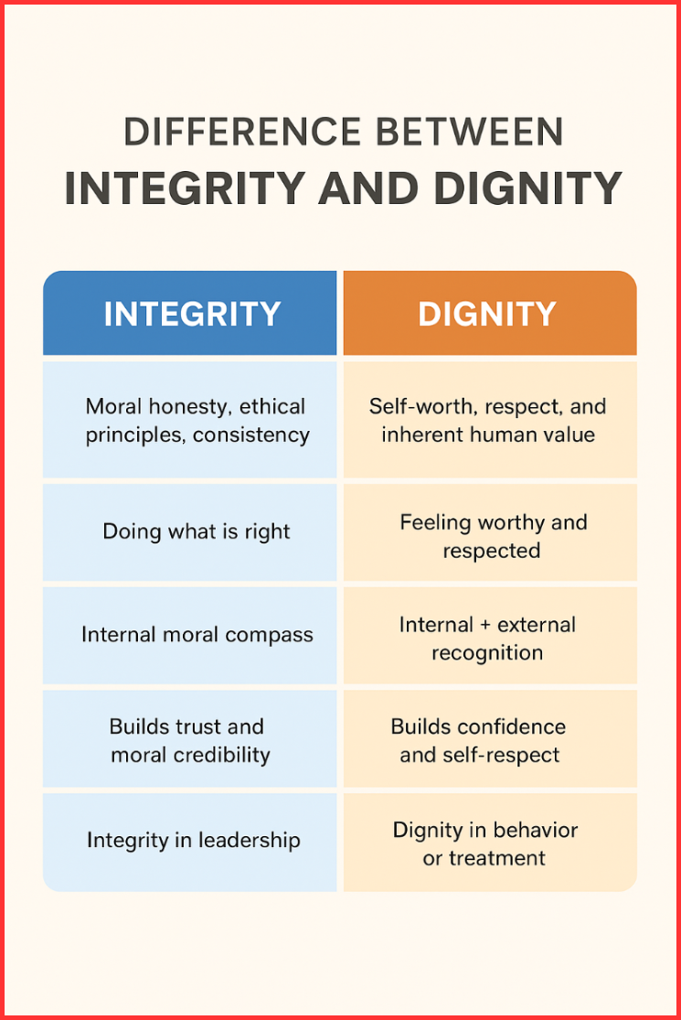 Difference Between Integrity and Dignity | Meaning, Comparison
